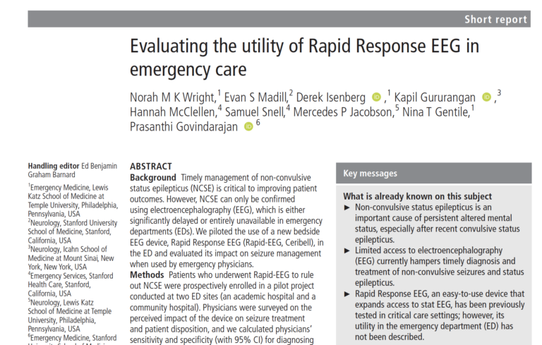 Evaluating the Utility of Rapid Response EEG in Emergency Care - Ceribell