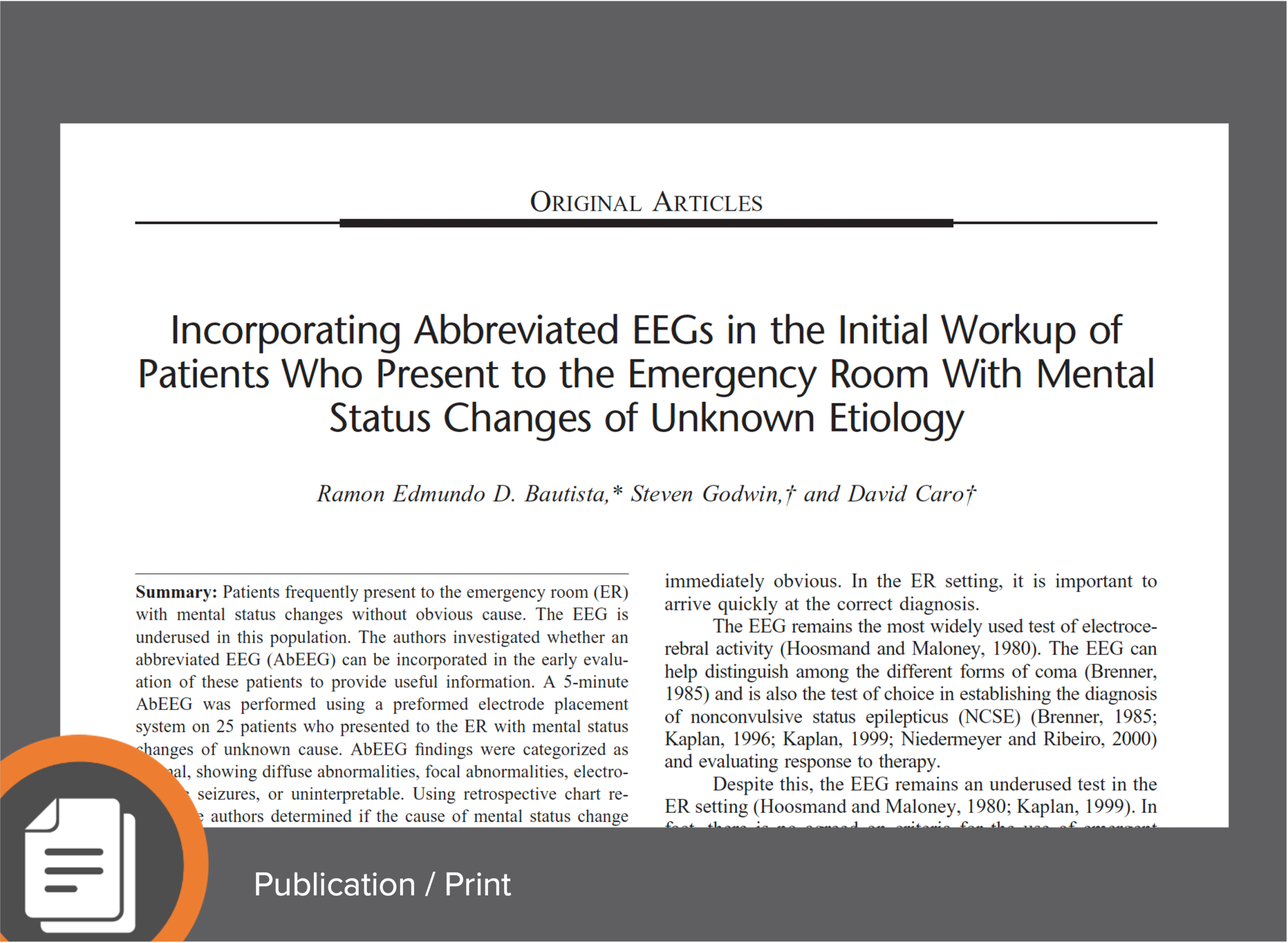 Incorporating abbreviated EEGs in the initial workup of patients who ...
